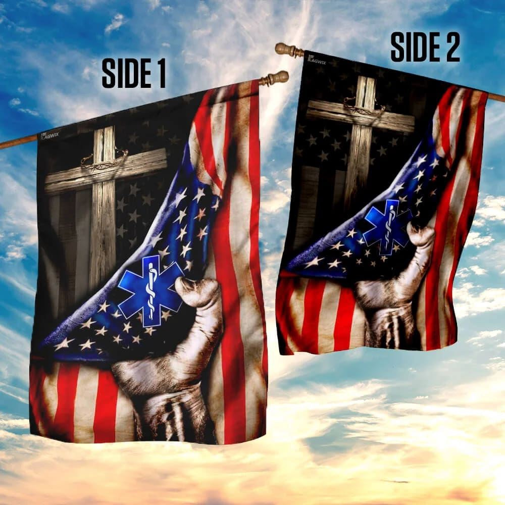 Christian Flag, Paramedic Christian Cross American House Flags, Jesus ...