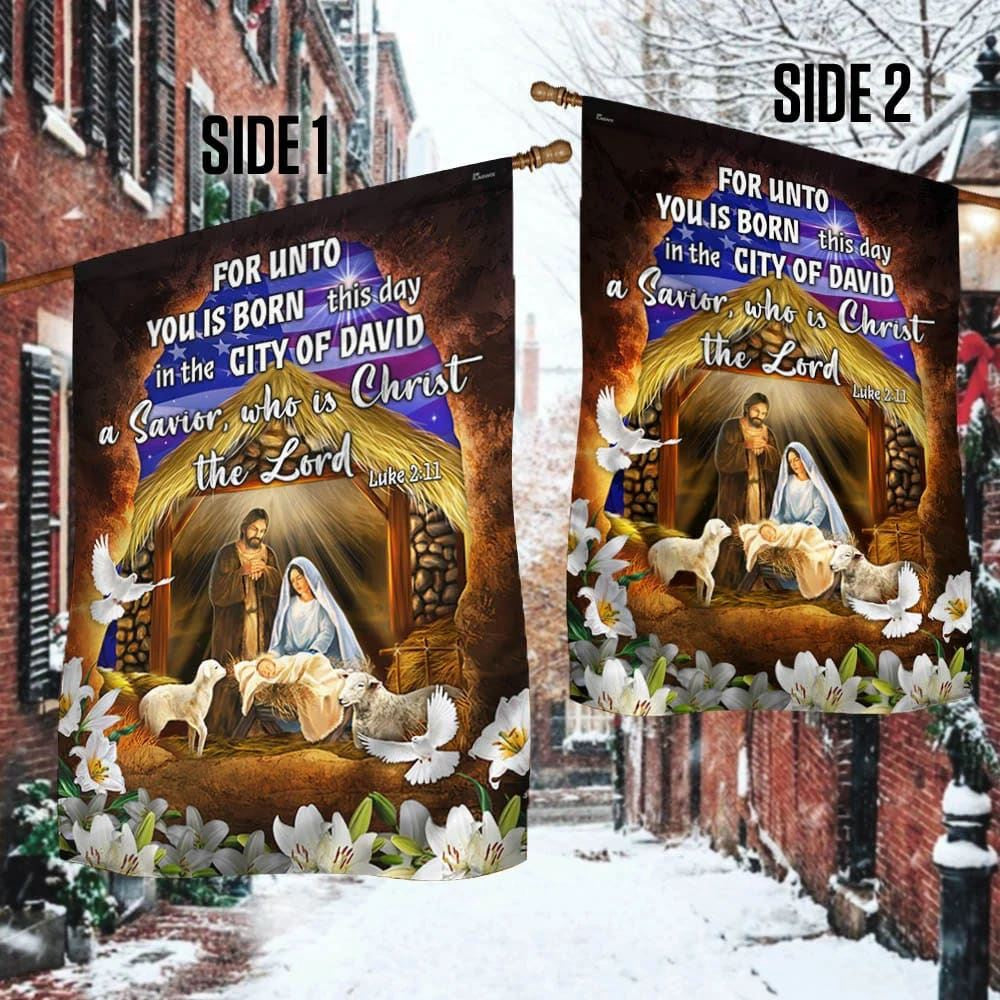 Christian Flag, Religious Nativity Christian House Flags, For Unto You ...