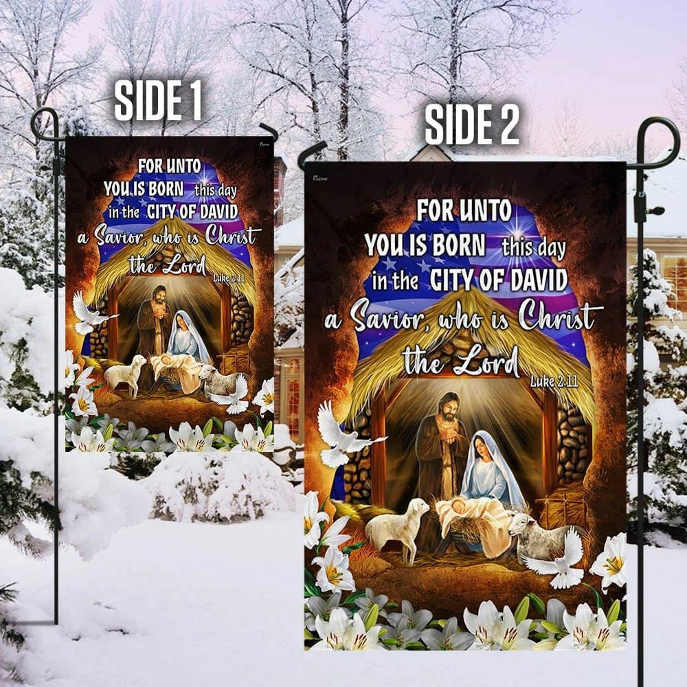 Christian Flag, Religious Nativity Christian House Flags, For Unto You ...
