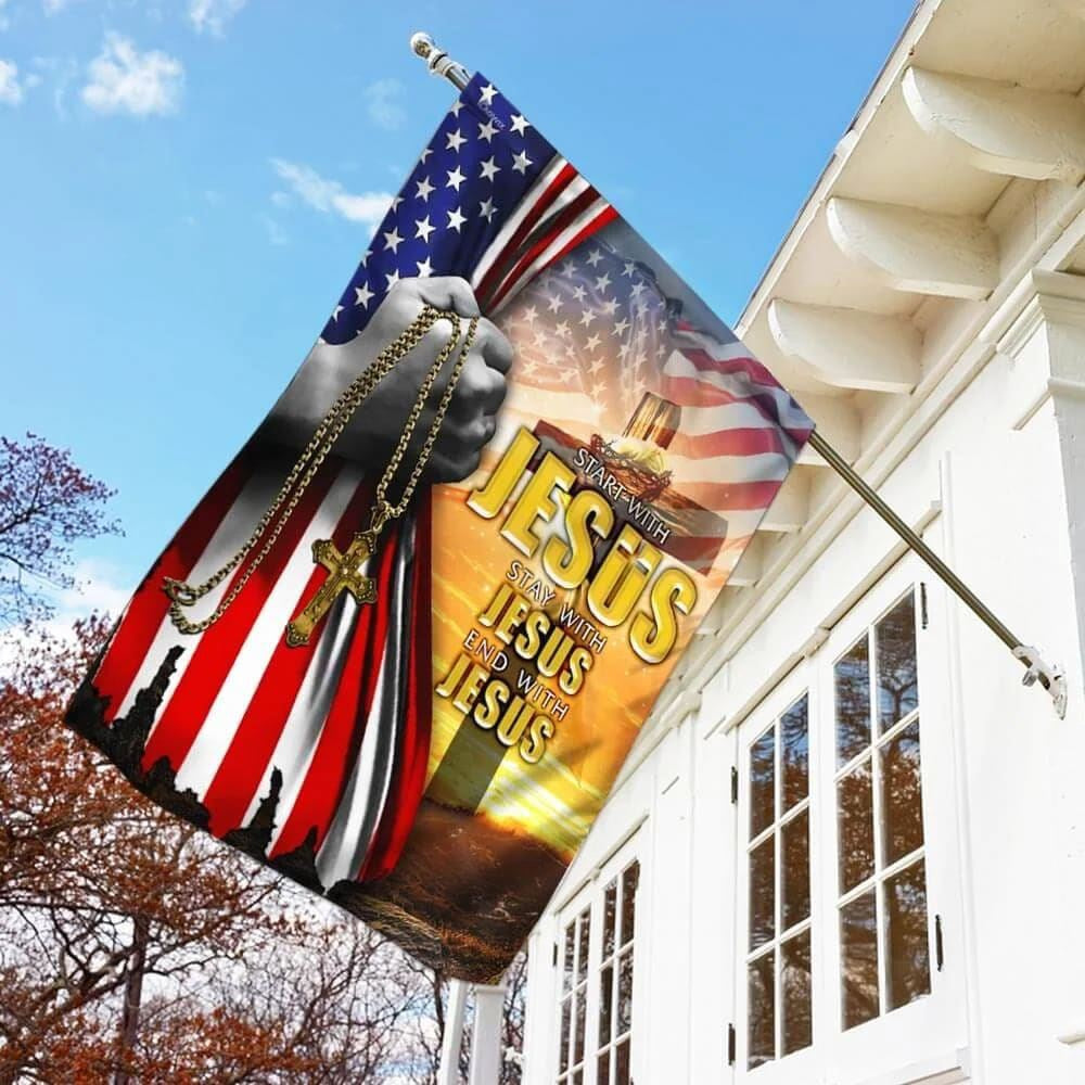 Christian Flag, Start With Jesus American House Flag, Outdoor Religiou ...