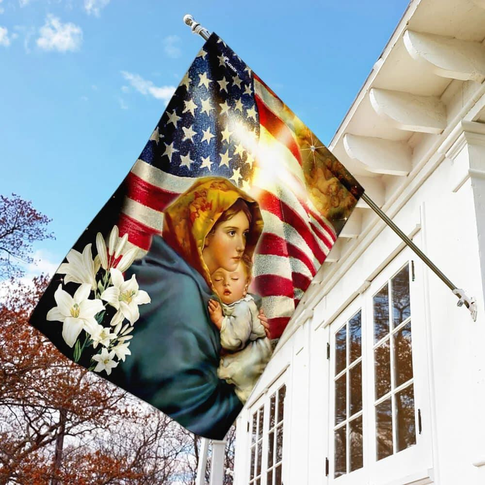 Christian Flag, Virgin Mary and Jesus House Flags, Jesus Christ Flag ...