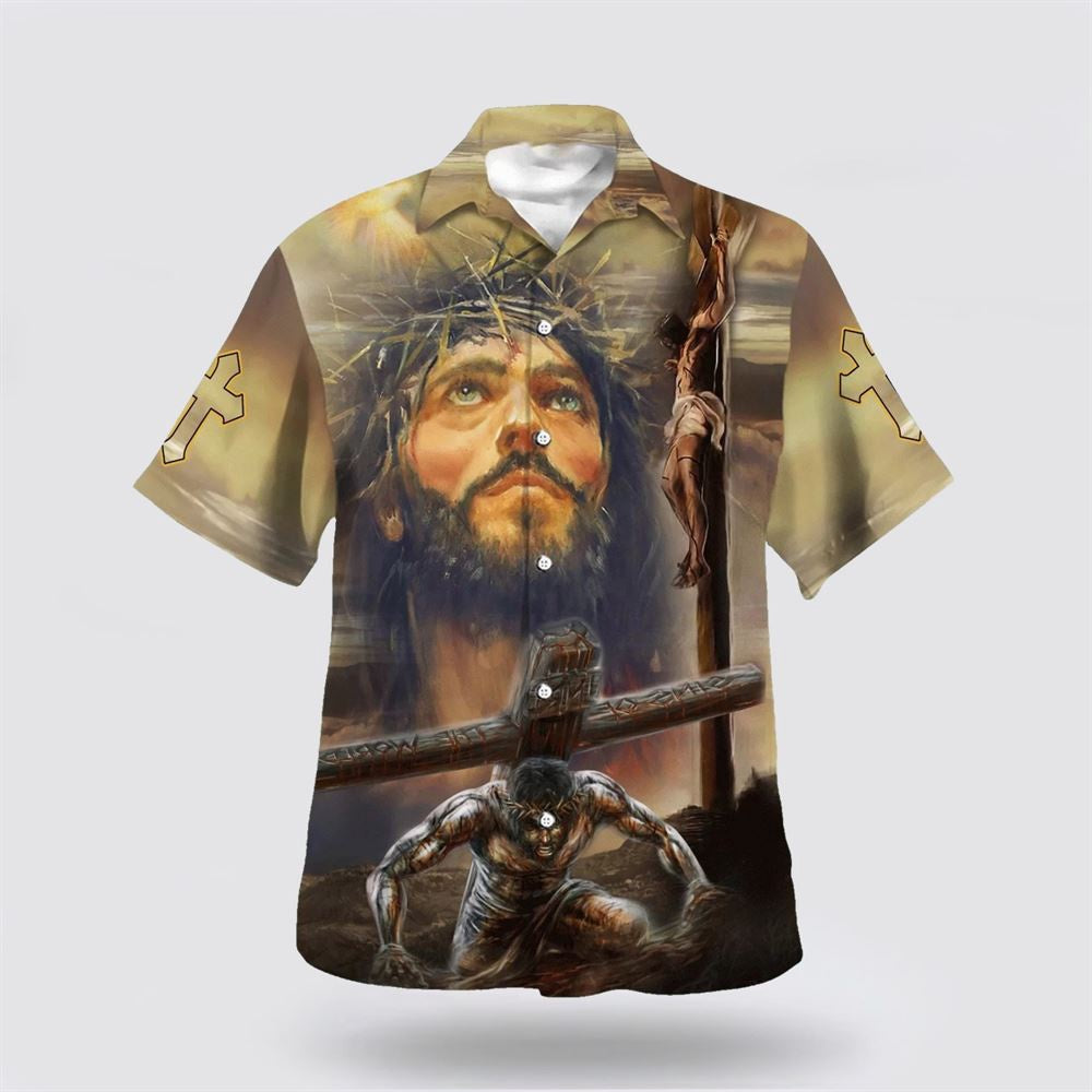 Christian Hawaiian Shirt, Jesus Portrait Crucifixion Of Jesus Hawaiian ...