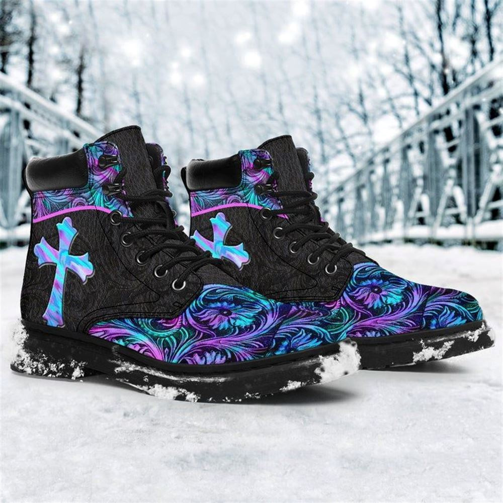 Christian Shoes, Christian Boots, Jesus Pattern Flowers Cross Boots, J ...