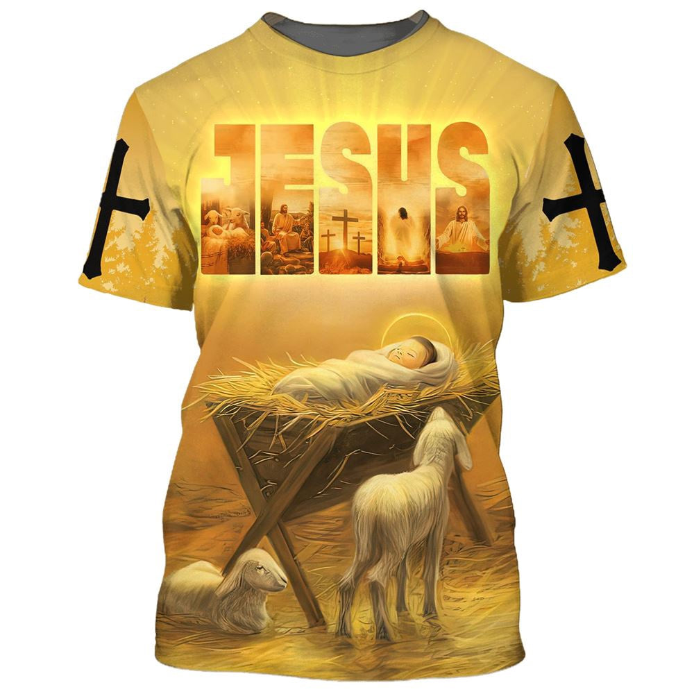 Christian T Shirt, Jesus Christ Manger 3D T-Shirt, Religious Shirts ...