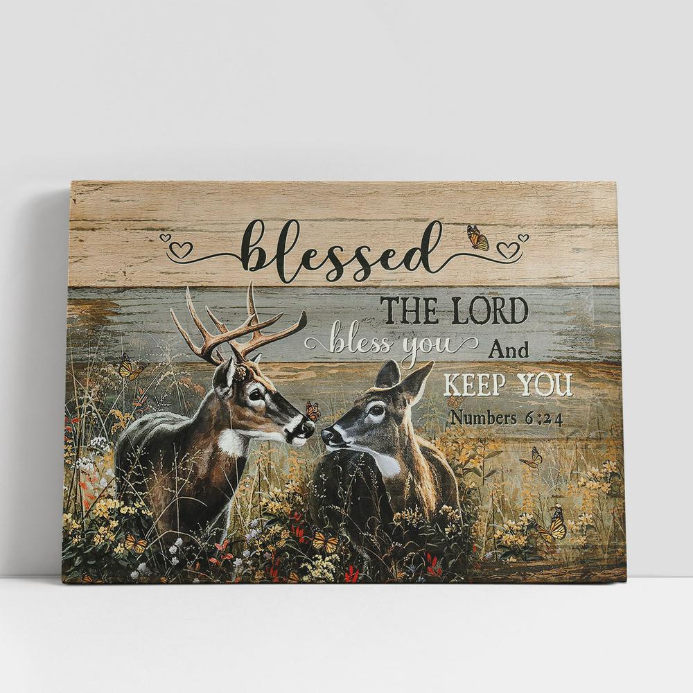Deer Blessed the Lord bless you and keep you Canvas Wall Art, Bible Ve ...