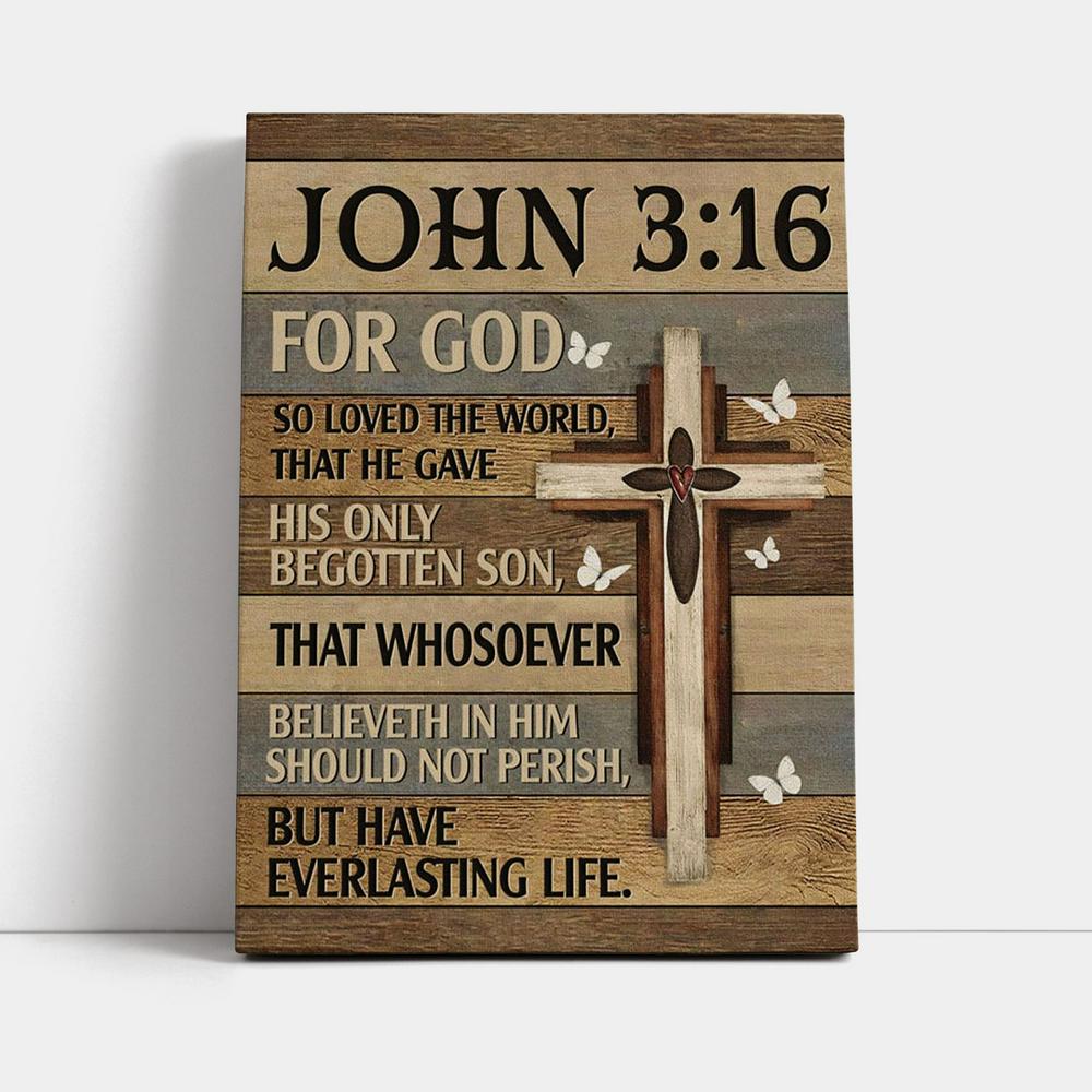 For God So Loved The World John 316 Bible Verse Wall Decor Art - Bible ...