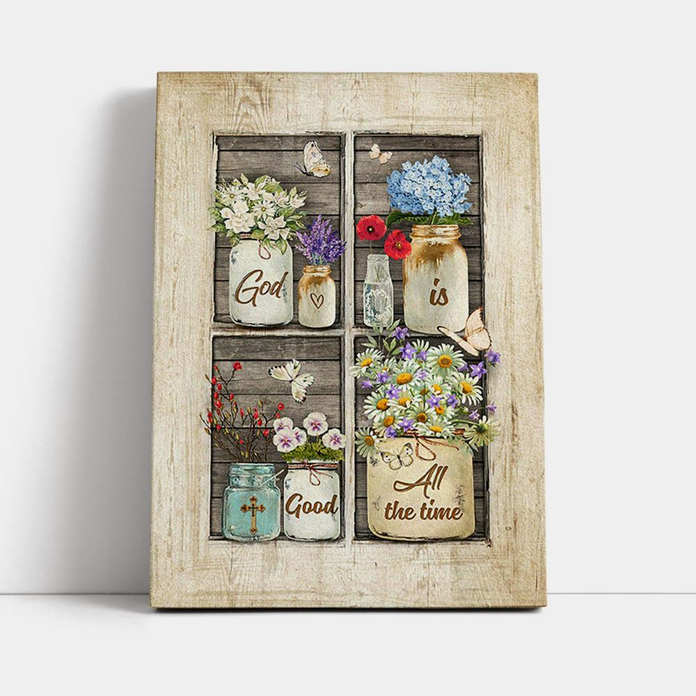 God Is Good All The Time Flower Pretty Butterfly Canvas Art - Bible Ve – Furlidays Plus