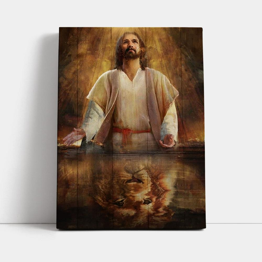 Jesus Artwork, Lion Of Judah, Yellow Halo Canvas Poster – Furlidays Plus
