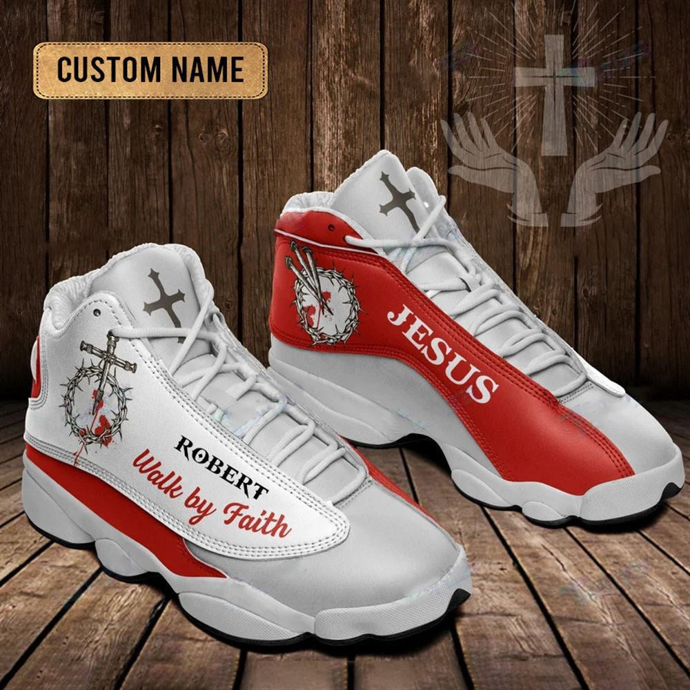 Jesus Blood Walk By Faith Red Custom Name Jd13 Shoes, Jesus Christ Sho ...