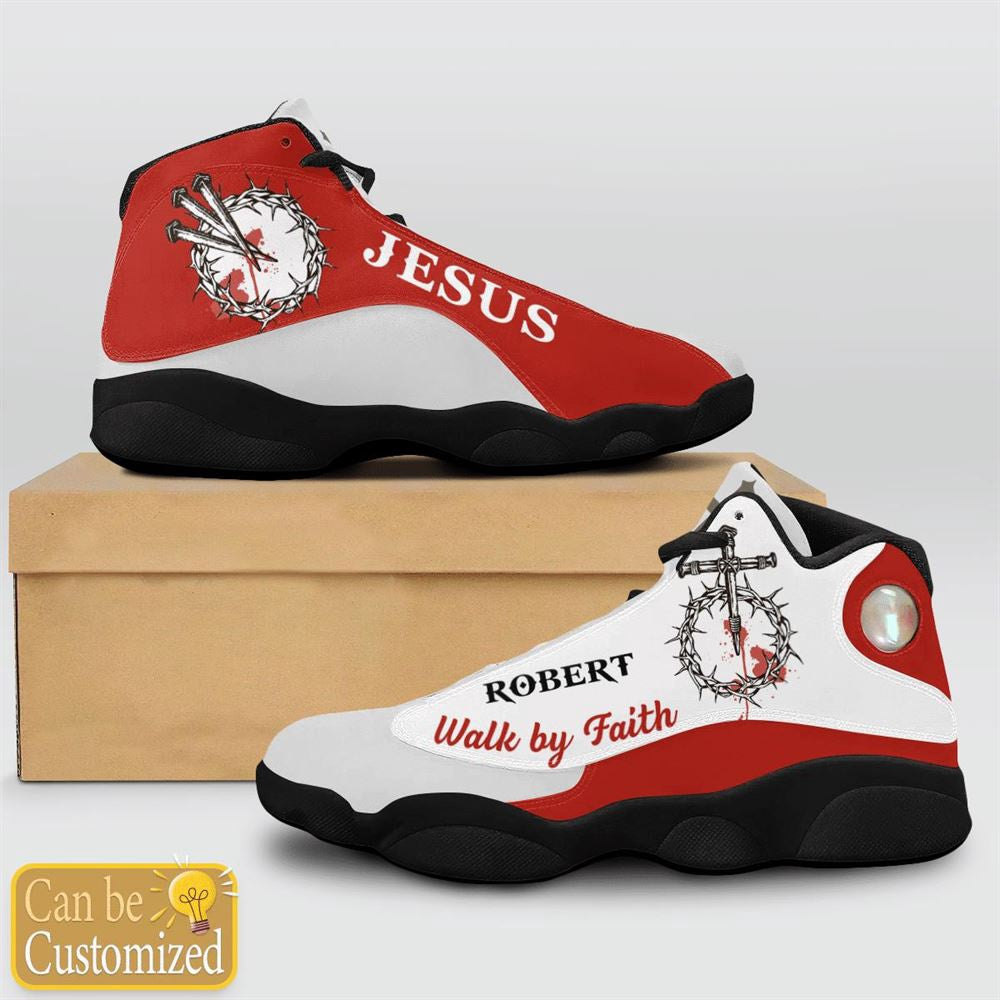 Jesus Blood Walk By Faith Red Custom Name Jd13 Shoes, Jesus Christ Sho ...