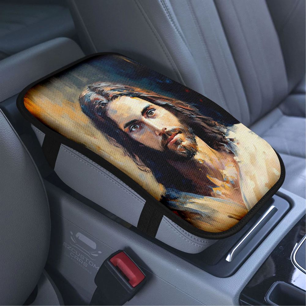 Jesus Face Car Armrest Seat Cover, Jesus Car Center Console Cover, Chr ...