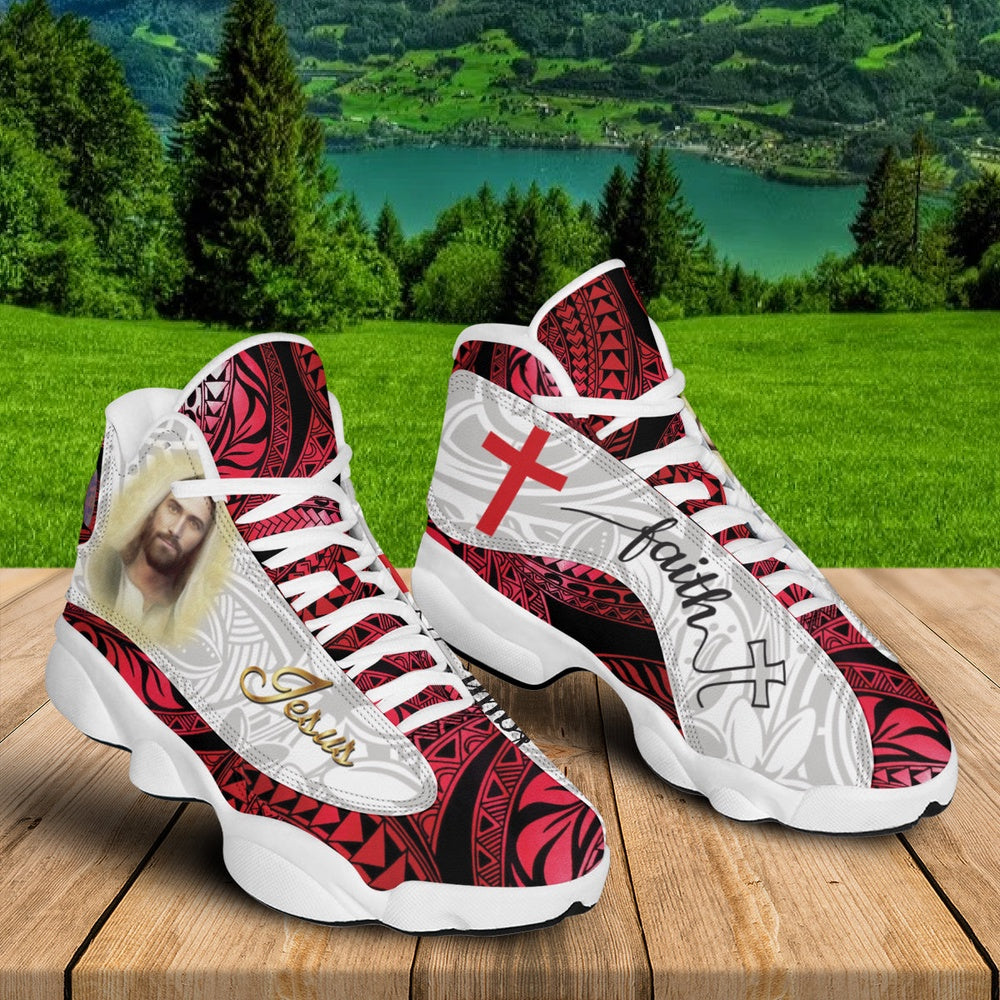 Jesus Faith Portrait Art Basketball Shoes, Jesus Christ Shoes ...