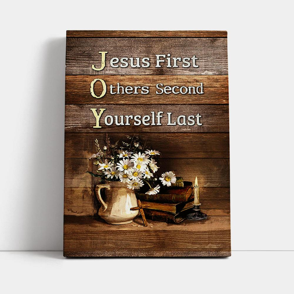 Jesus First Others Second Daisy Flower Vase The Bible Wall Art Canvas – Furlidays Plus