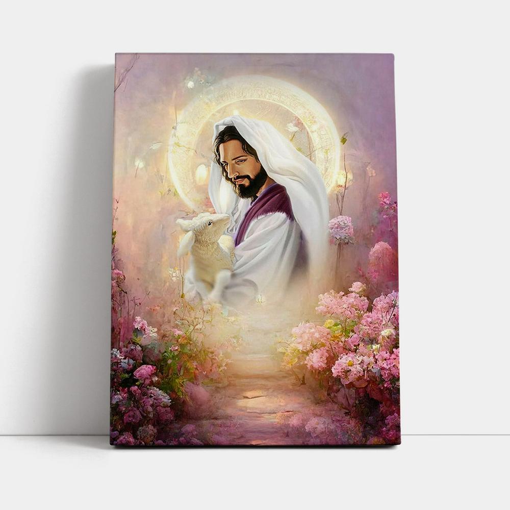 Jesus Hugging Lamb Canvas Pictures - Jesus Art Prints - Jesus Art - Ch ...
