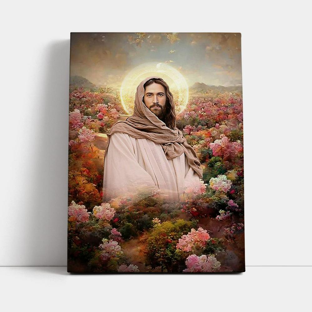 Jesus In Flowers Canvas Pictures - Jesus Art Prints - Jesus Art - Chri – Furlidays Plus