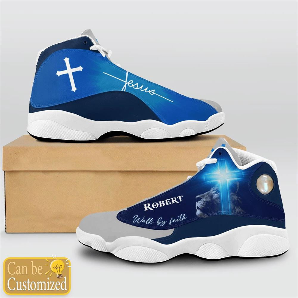 Jesus Lion Blue Walk By Faith Custom Name Jd13 Shoes, Jesus Christ Sho ...