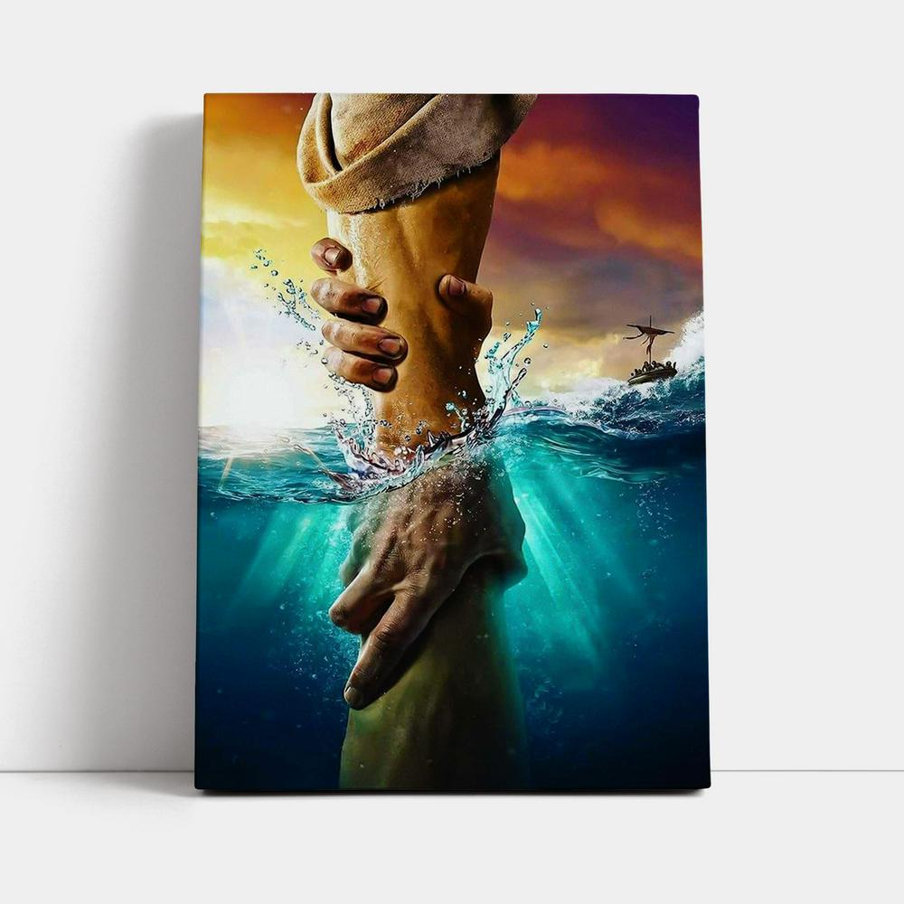 Jesus Saves Peter From Drowning Canvas Wall DecorChristian Wall Decor ...