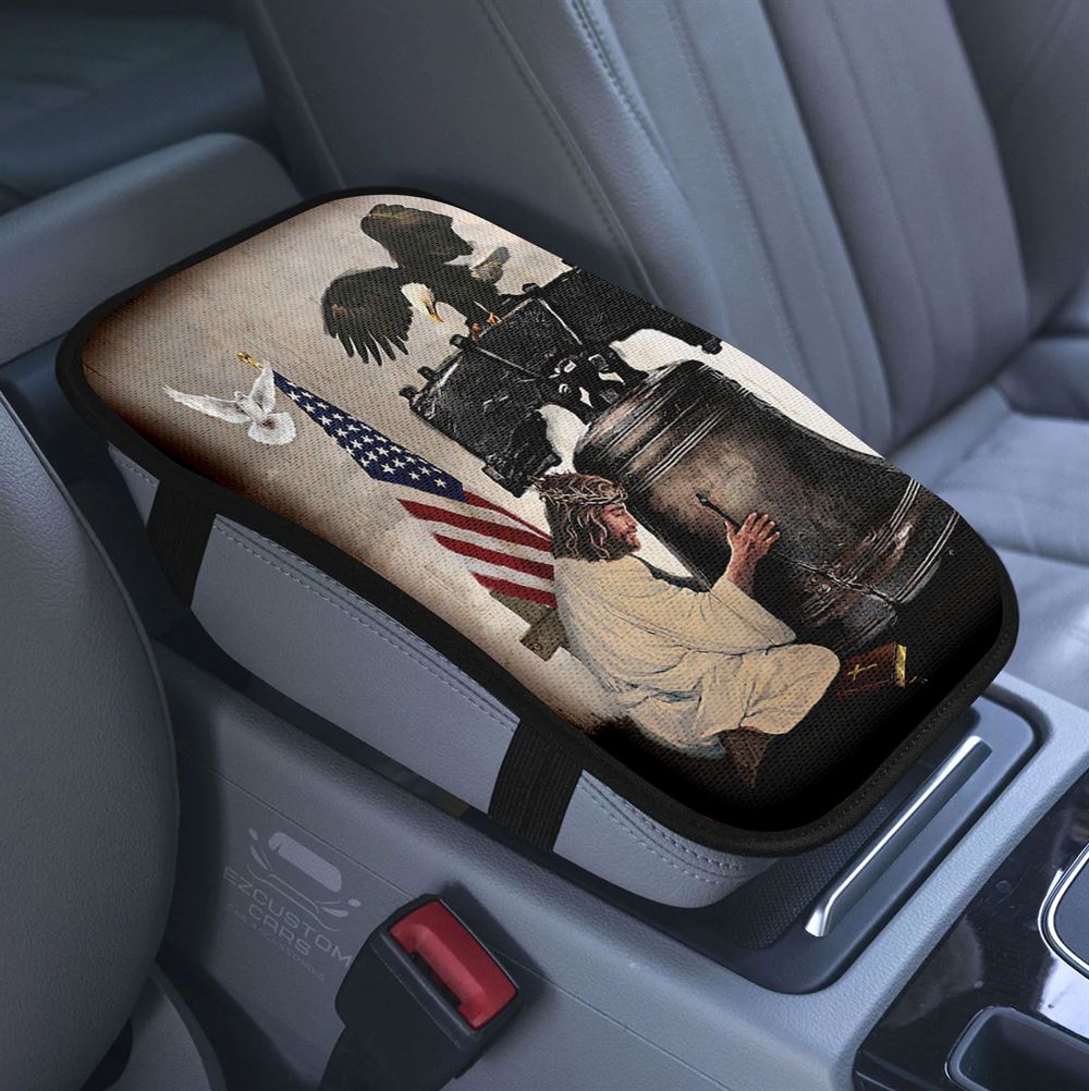 Jesus Stairway To Heaven Car Center Console Cover, Jesus Portrait Armr ...
