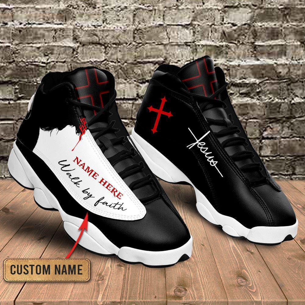 Jesus Walk By Faith Black And White Custom Name Jd13 Shoes, Jesus Chri ...