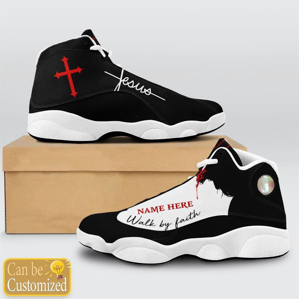 Jesus Walk By Faith Black And White Custom Name Jd13 Shoes, Jesus Chri ...