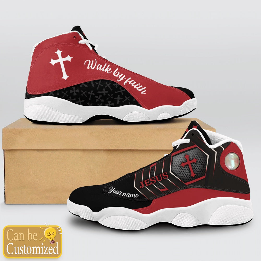 Jesus Walk By Faith Cool Black Custom Name Jd13 Shoes, Jesus Christ Sh ...