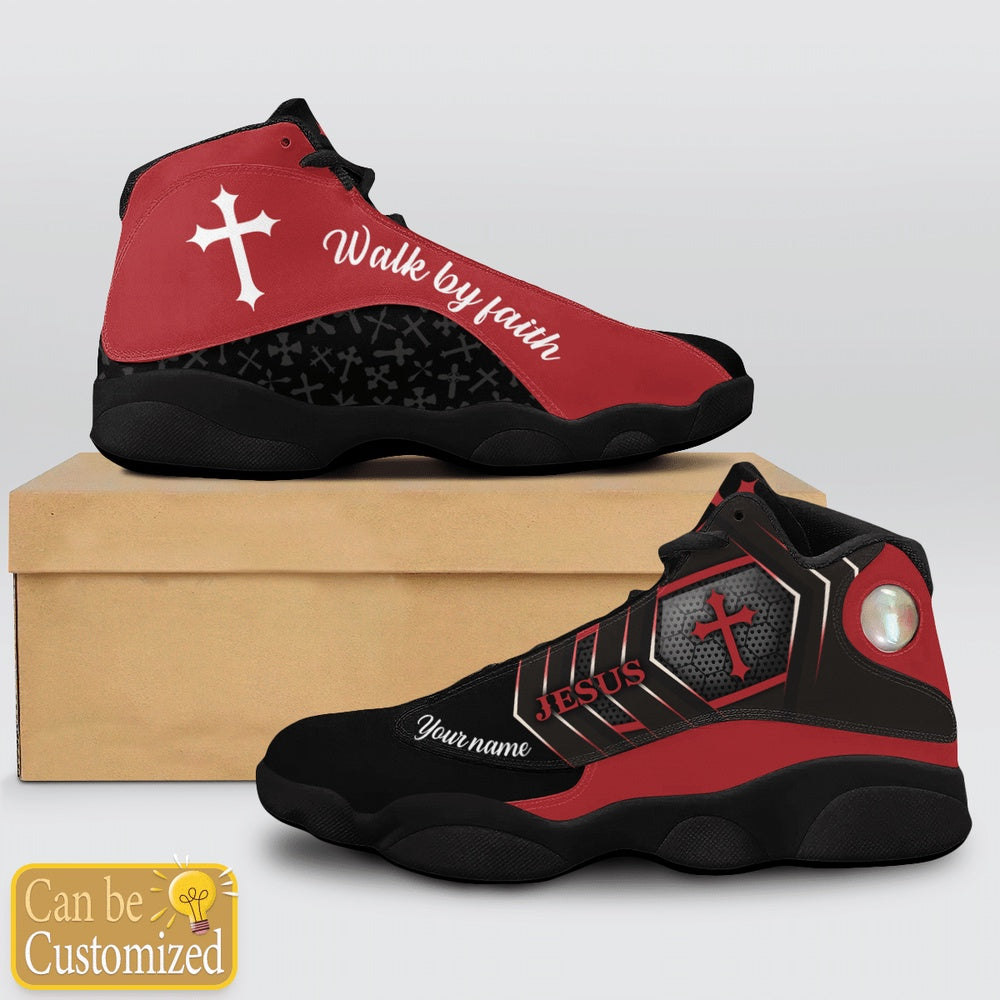 Jesus Walk By Faith Cool Black Custom Name Jd13 Shoes, Jesus Christ Sh ...