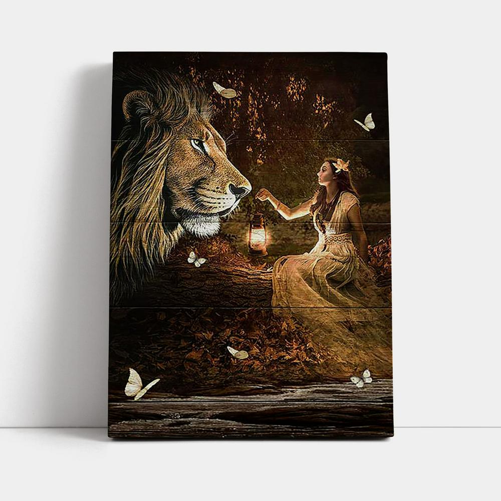 Lion Of Judah Pretty Girl White Butterfly Canvas - Lion Canvas Print ...