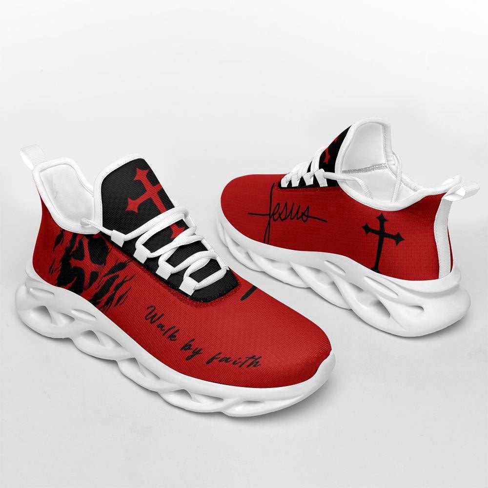 Max Soul Shoes, Jesus Red Walk By Faith Running Sneakers Max Soul Shoe ...