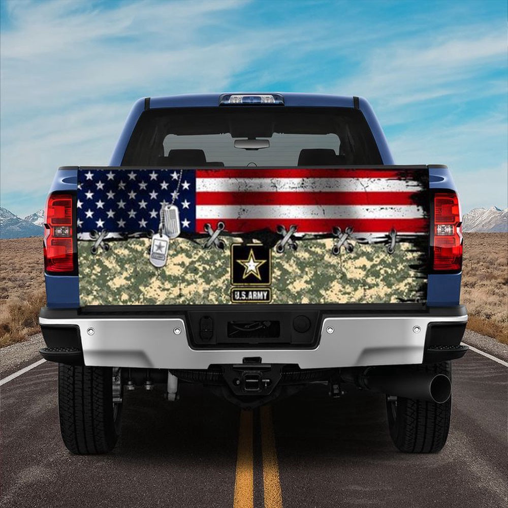 Military Car Wrap, U.s Army Truck Tailgate Decal Camo Pattern Flag I A ...
