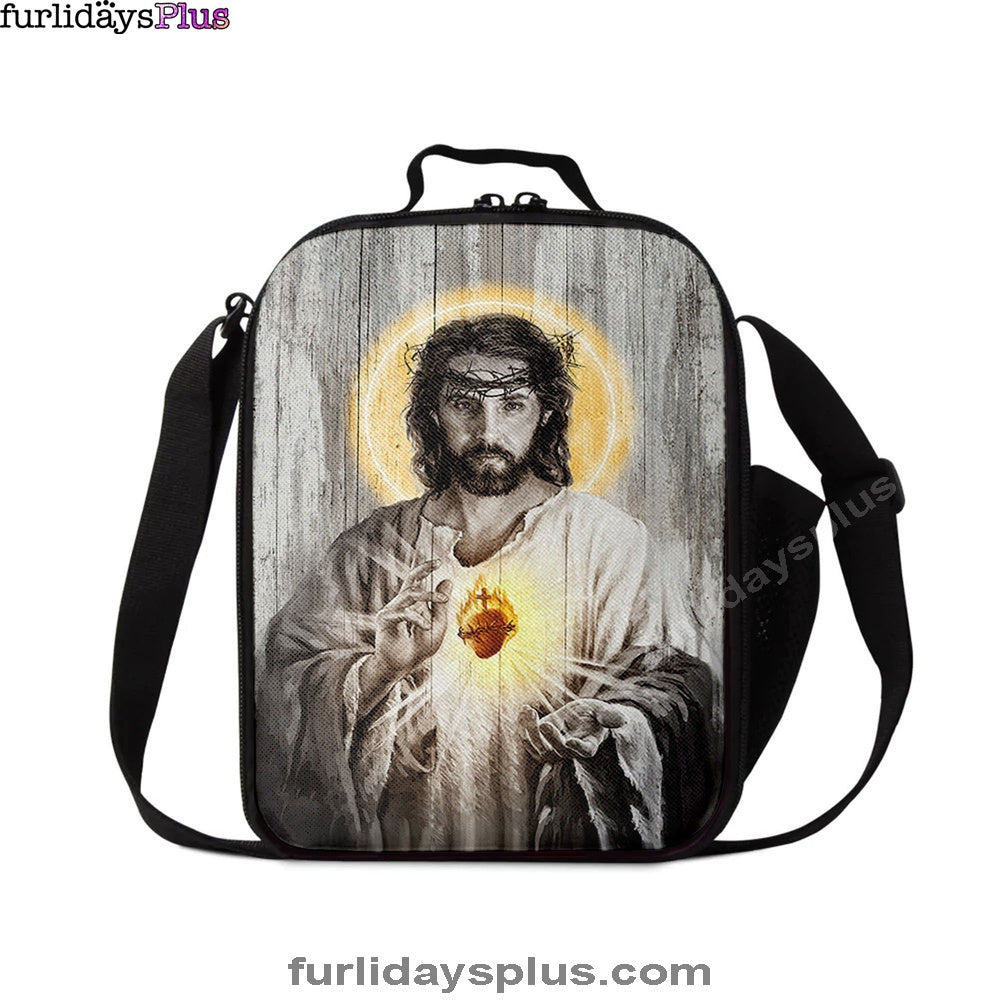 Sacred Heart Of Jesus Lunchbag Print, Inspirational Lunch Bag, Christi ...