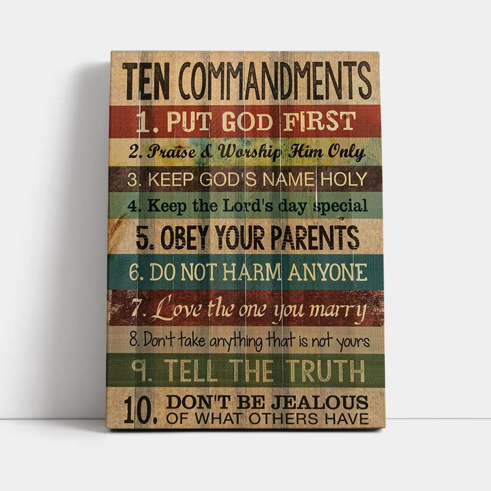 Ten Commandments Canvas Wall Art - Christian Canvas Wall Art Decor ...