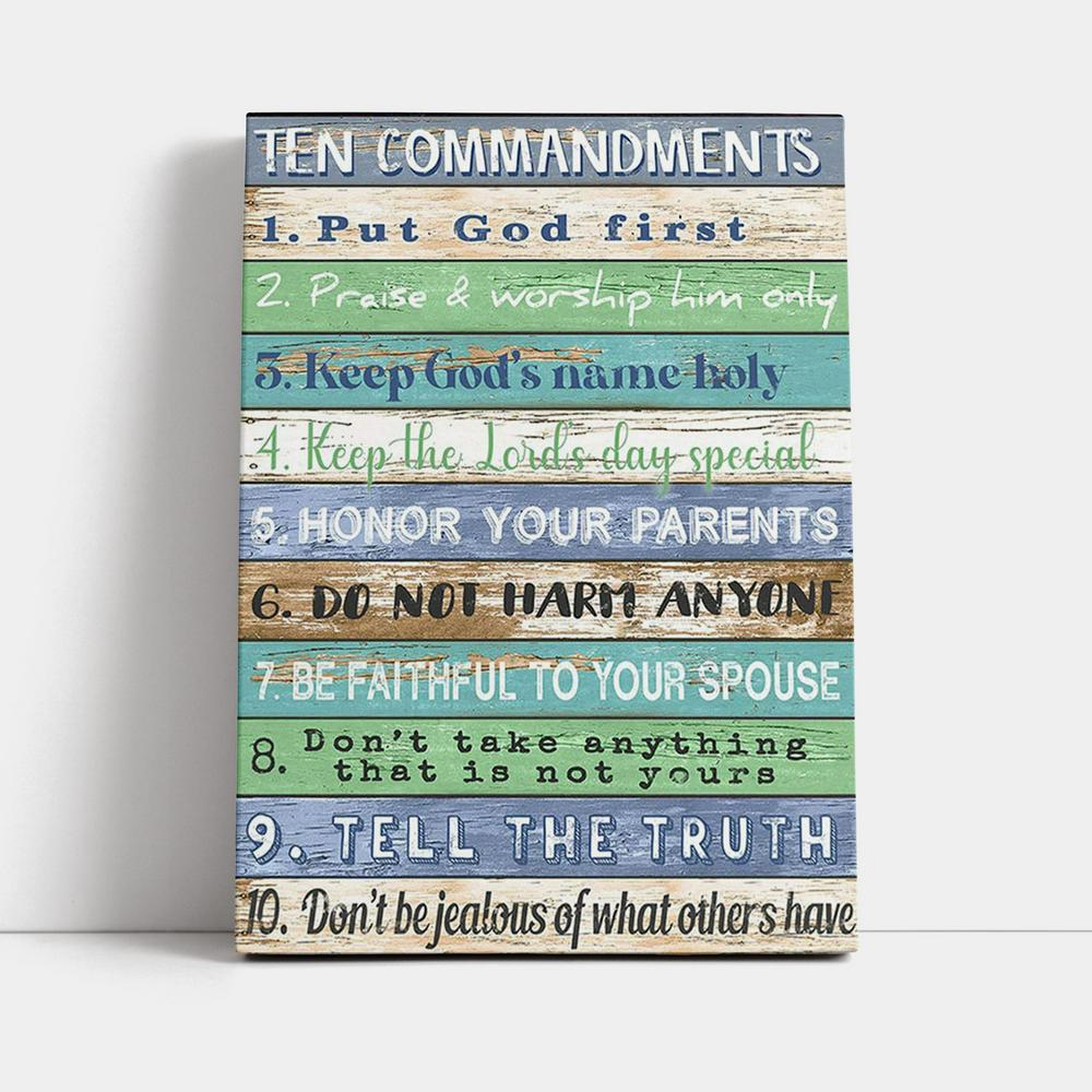 Ten Commandments Canvas Wall Decor 1 - Christian Canvas Wall Art Decor ...