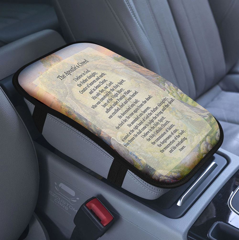 The Apostle's Creed Car Center Console Cover, Jesus Christ Surrounded ...