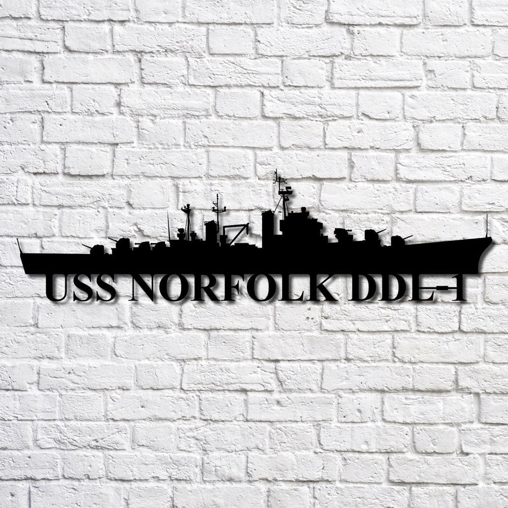 US Navy Metal Sign, Uss Norfolk Ddl1 Navy Ship Metal Art, Navy Veteran ...