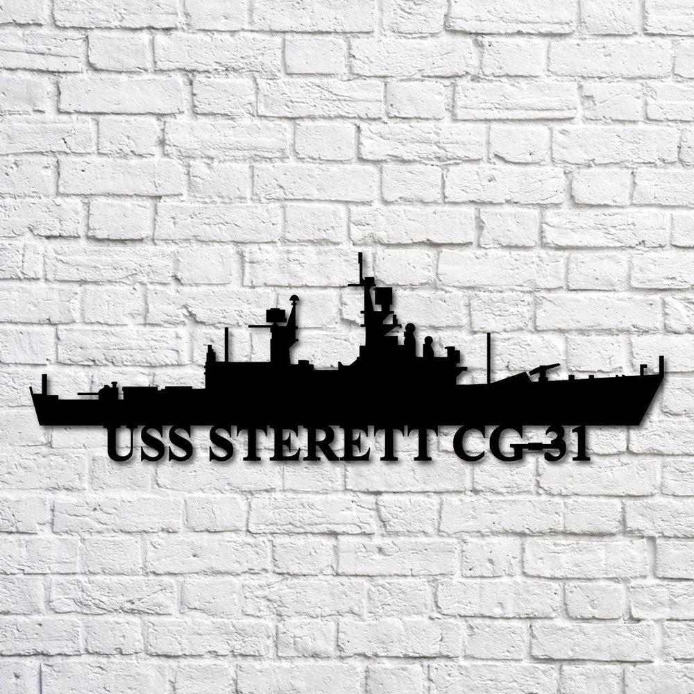 US Navy Metal Sign, Uss Sterett Cg31 Navy Ship Metal Art, Navy Veteran ...