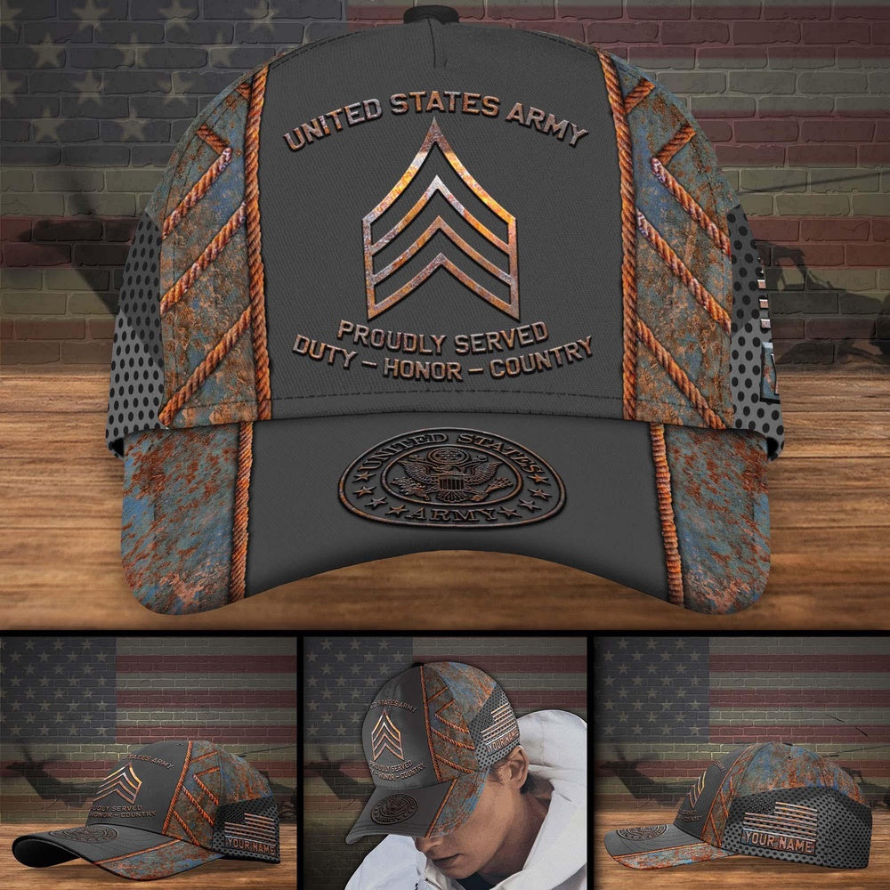 Us Army Baseball Cap, US Army Military Veteran Ranks Cap, Custom Cap ...