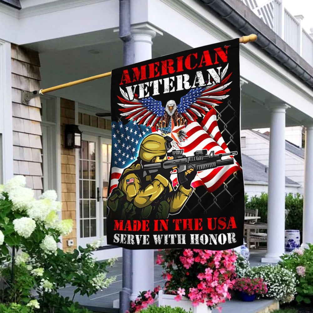 Veteran Flag, American Veteran Memorial Made In The USA Serve With Hon ...