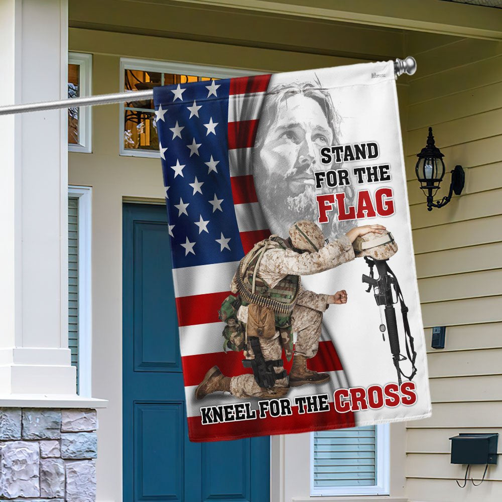 Veteran Flag, Veteran Jesus Christ Kneeling For The Cross Memorial Hon ...