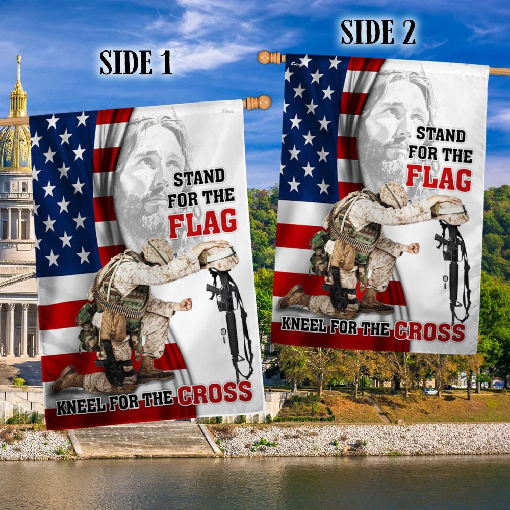 Veteran Flag, Veteran Jesus Christ Kneeling For The Cross Memorial Hon ...