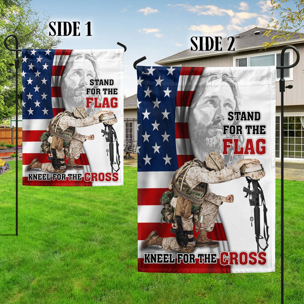 Veteran Flag, Veteran Jesus Christ Kneeling For The Cross Memorial Hon ...