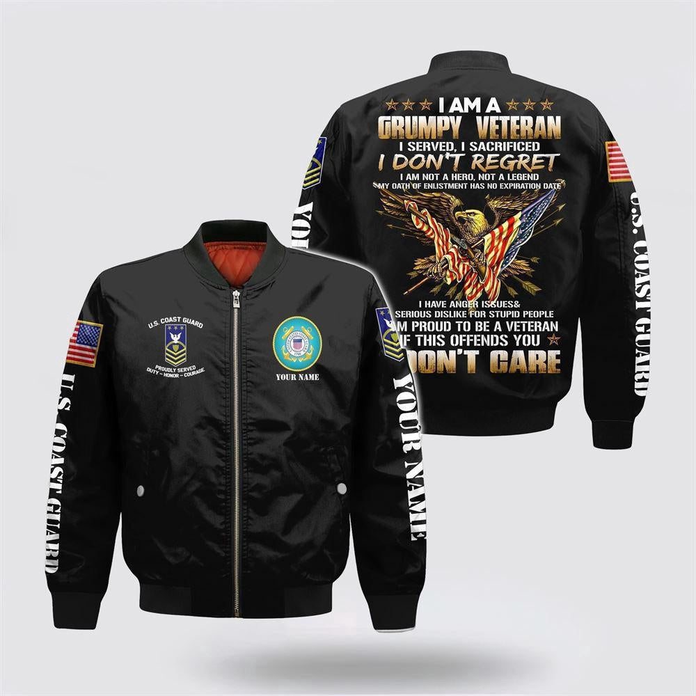 Veterans Bomber Jacket, Personalized Name US Coast Guard I Am Not A He ...