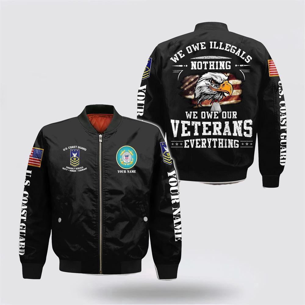 Veterans Bomber Jacket, Personalized Name US Coast Guard Military We O ...