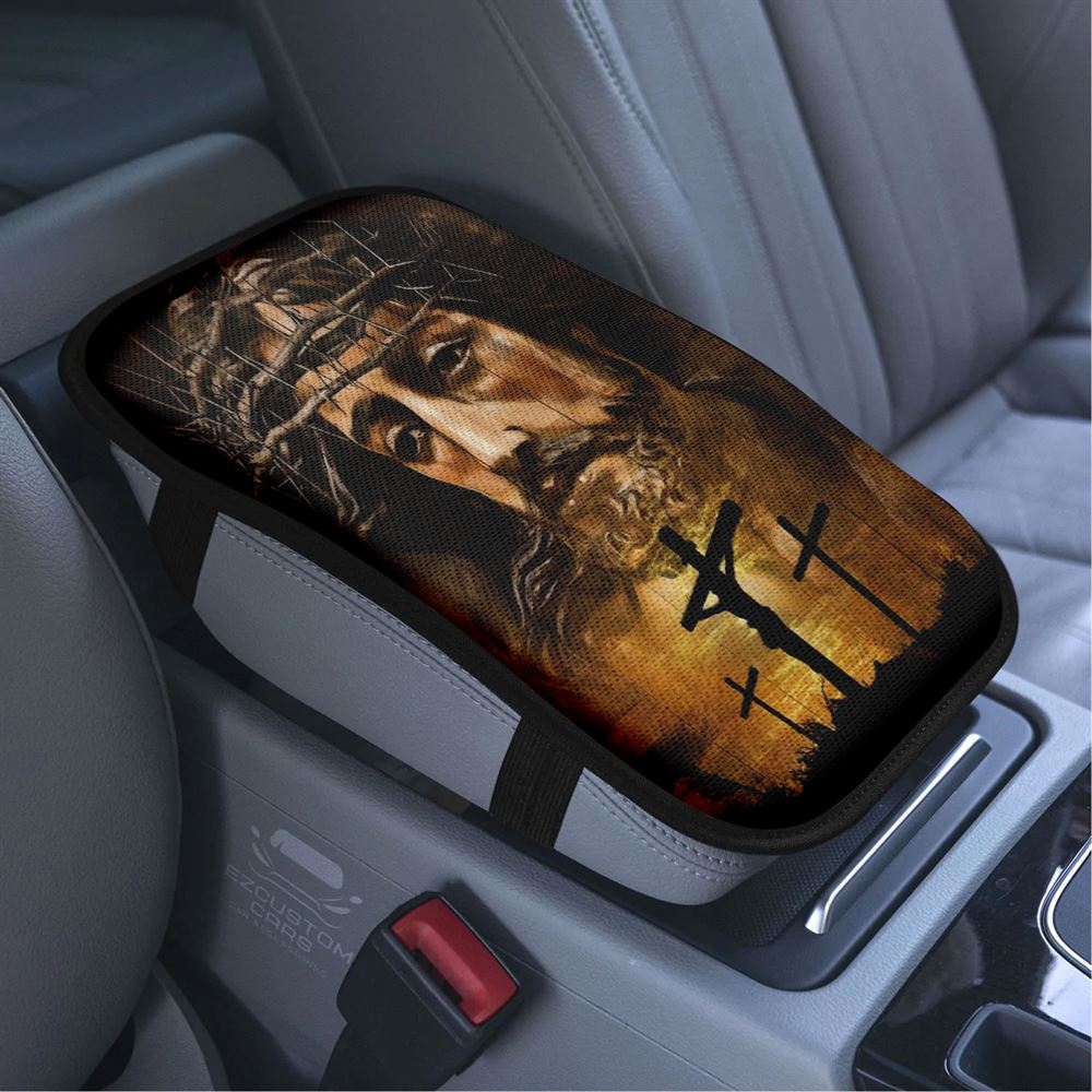 Watercolor Jesus Crown Of Thorn Jesus On The Cross Car Center Console ...