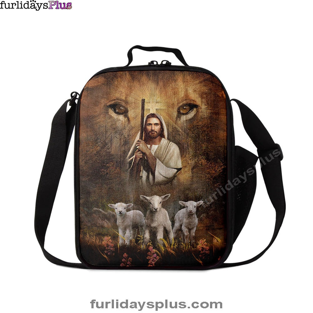 White Lamb Lion's Eyes Walking With Jesus Lunchbag Lunch Bag, Christia ...